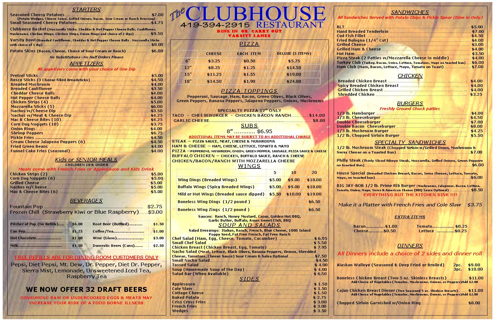 Varsity Lanes > About Us > Food Menu